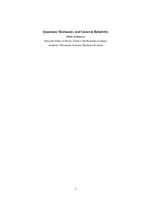 (PDF) Quantum Mechanics and General Relativity
