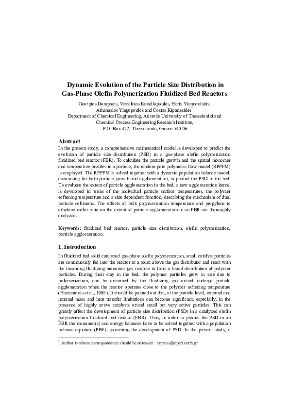 (PDF) Dynamic evolution of the particle size distribution in gas-phase ...
