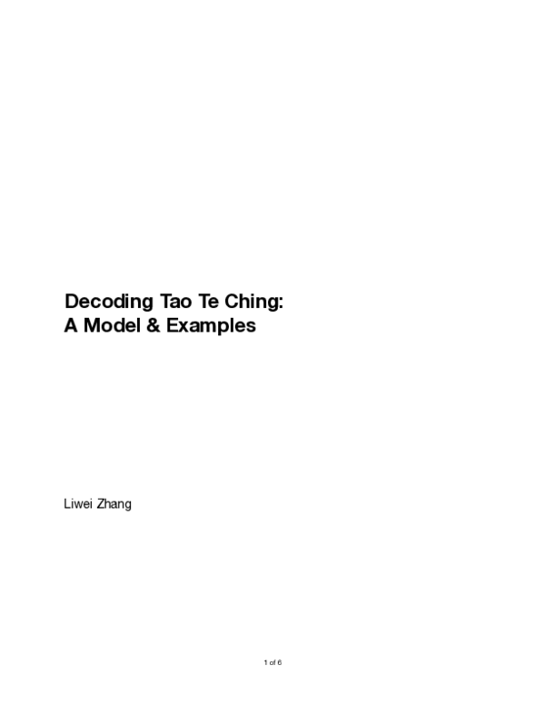 (PDF) Decoding Tao Te Ching: A Model & Examples