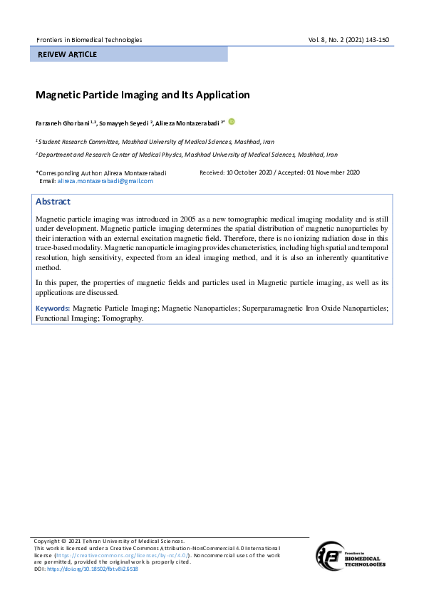 (PDF) Magnetic Particle Imaging and its Application | Farzaneh Ghorbani - Academia.edu