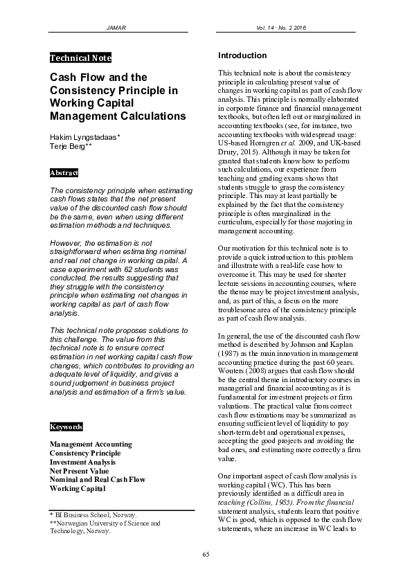 (PDF) Cash Flow and the Consistency Principle in Working Capital ...