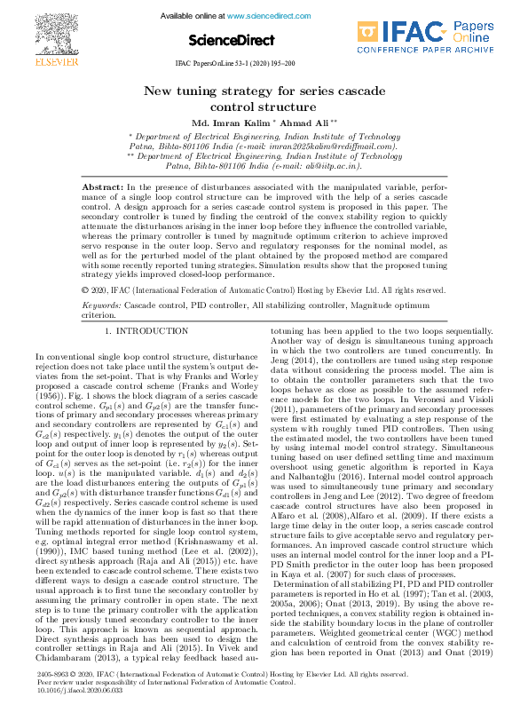 (PDF) New tuning strategy for series cascade control structure