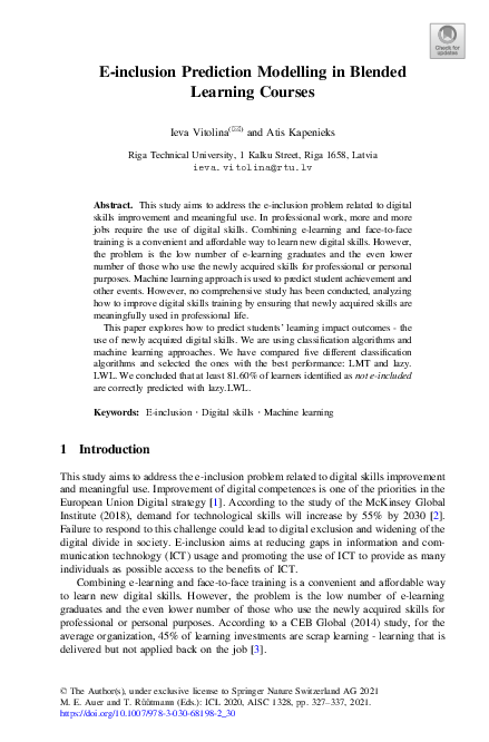 (PDF) E-inclusion Prediction Modelling in Blended Learning Courses ...