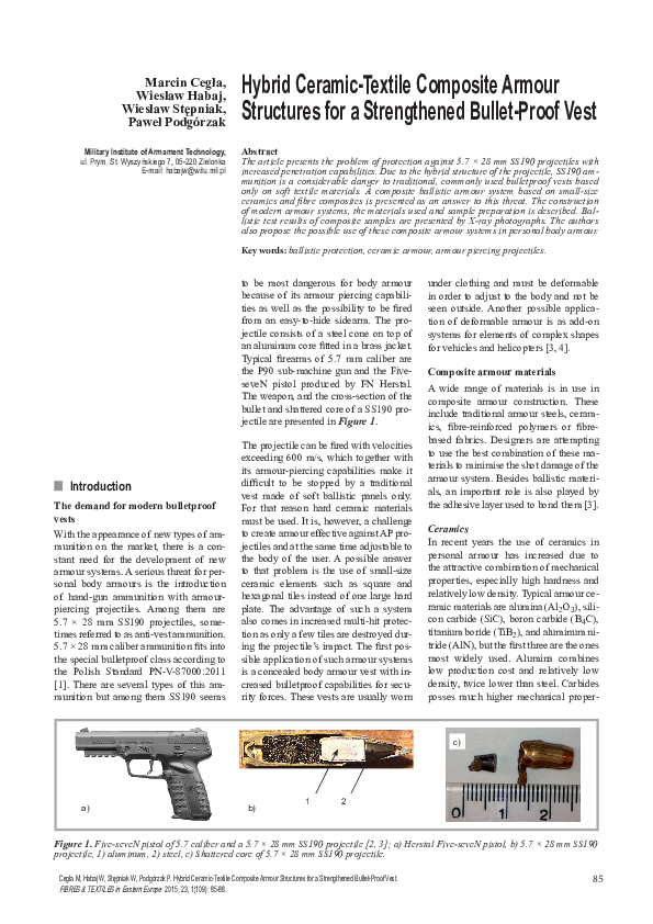 (PDF) Hybrid Ceramic-Textile Composite Armour Structures for a ...