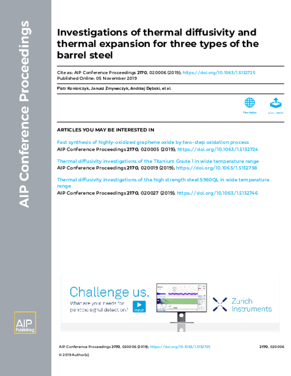 (PDF) Investigations of thermal diffusivity and thermal expansion for ...