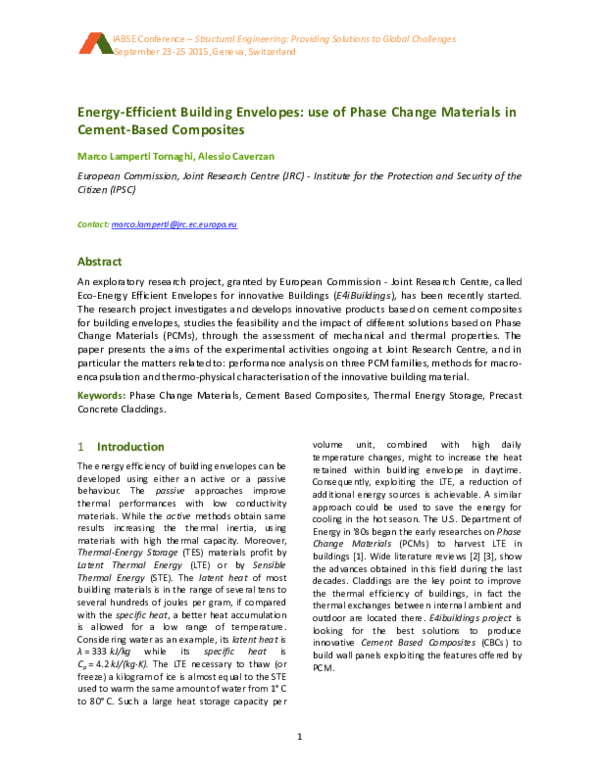 (PDF) Energy-Efficient Building Envelopes: use of Phase Change ...