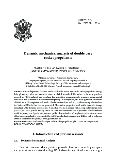 (PDF) Dynamic mechanical analysis of double base rocket propellants