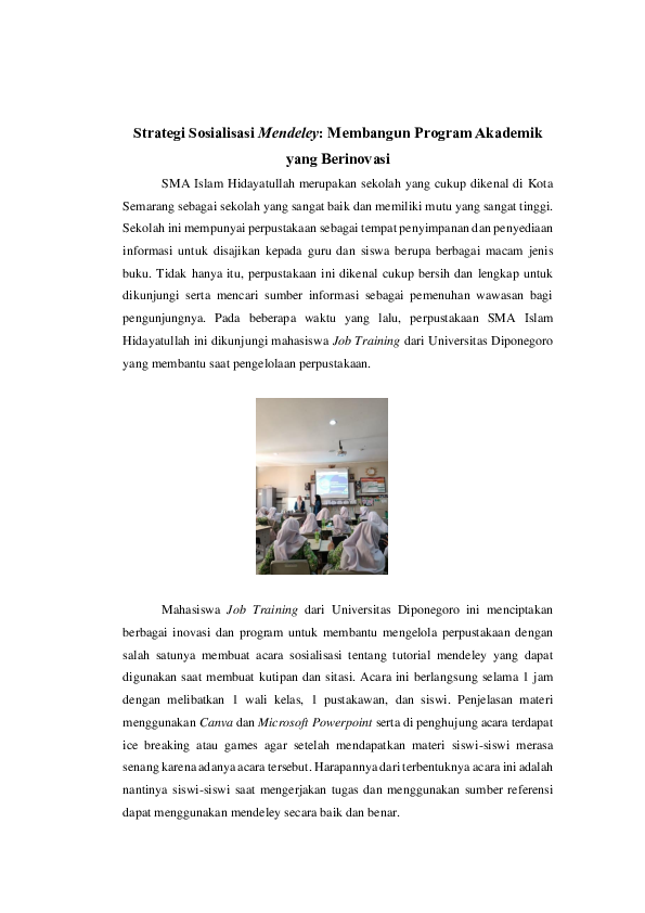 (PDF) Strategi Sosialisasi Mendeley: Membangun Program Akademik yang ...