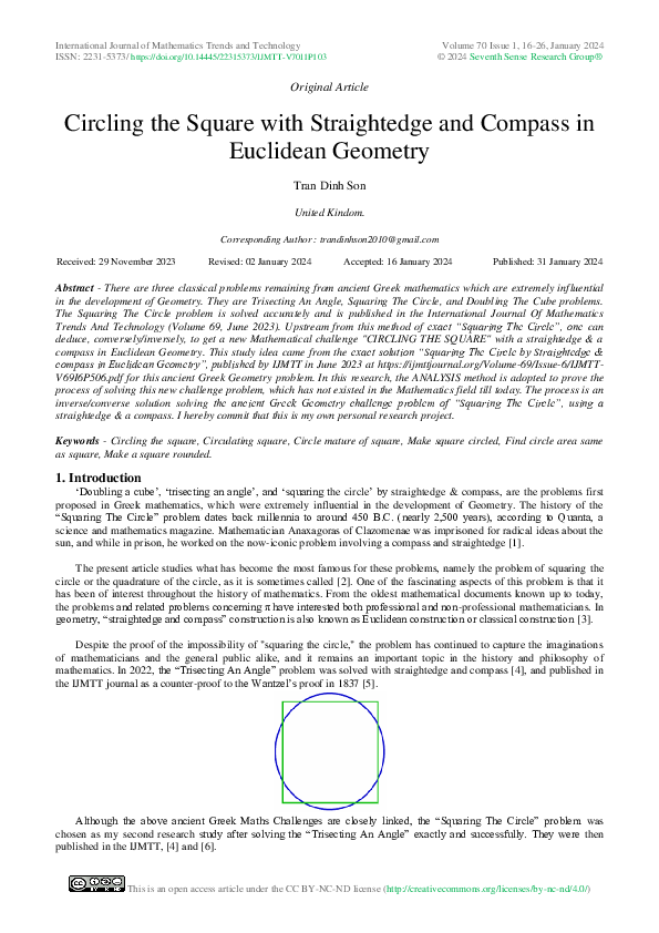 (PDF) Circling the Square with Straightedge and Compass in Euclidean ...