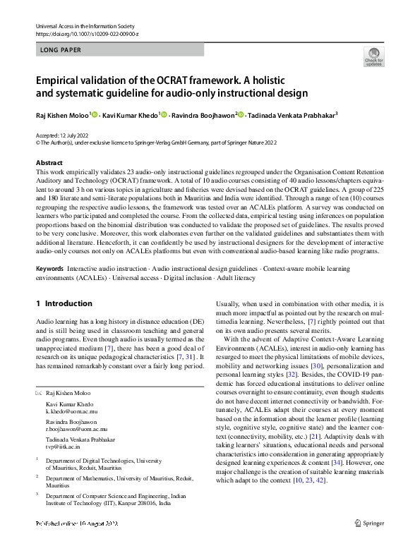 (PDF) Empirical validation of the OCRAT framework. A holistic and systematic guideline for audio ...