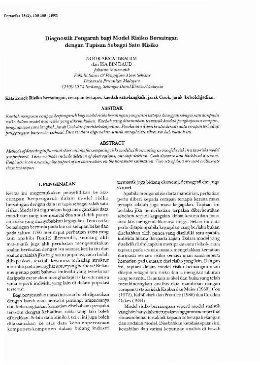 (PDF) Diagnostik Pengaruh bagi Model Risiko Bersaingan dengan Tapisan ...