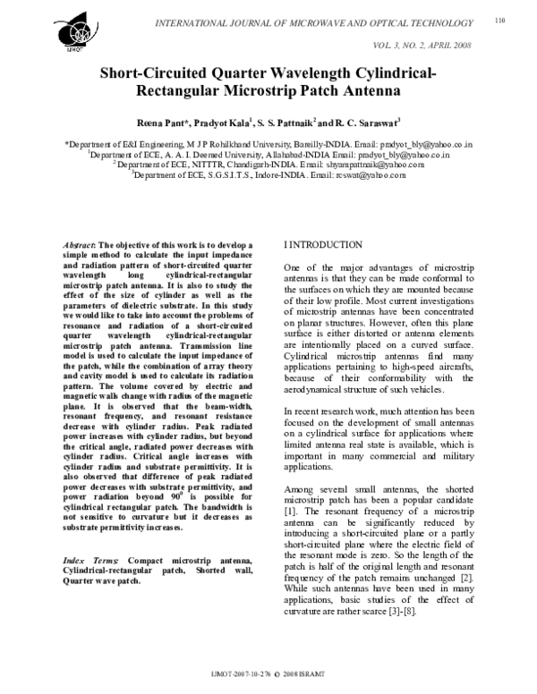 (PDF) Short-Circuited Quarter Wavelength Cylindrical-Rectangular ...