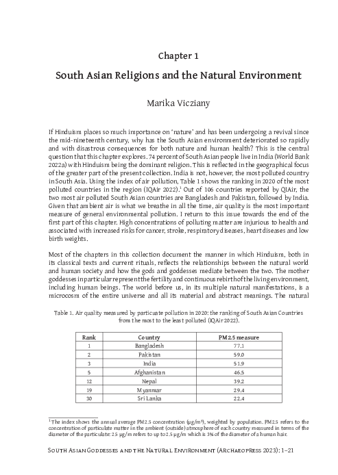 (PDF) South Asian Religions and the Natural Environment