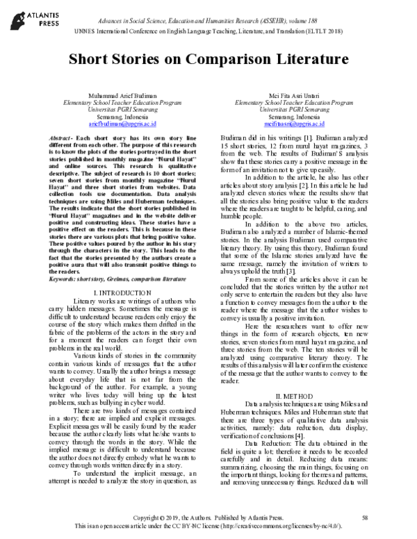 (PDF) Short Stories on Comparison Literature