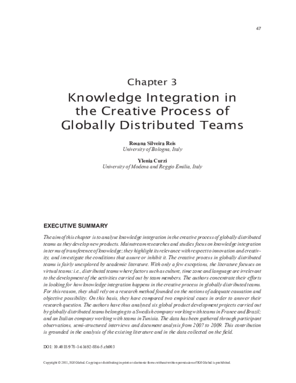(PDF) Knowledge Integration in the Creative Process of Globally Distributed Teams
