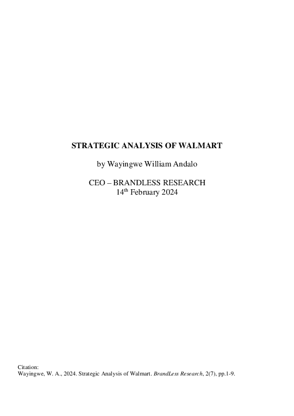 (PDF) Walmart's Strategic Analysis