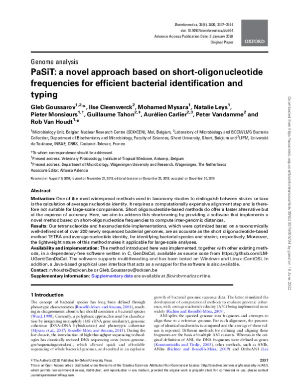 (PDF) PaSiT: a novel approach based on short-oligonucleotide frequencies for efficient bacterial ...