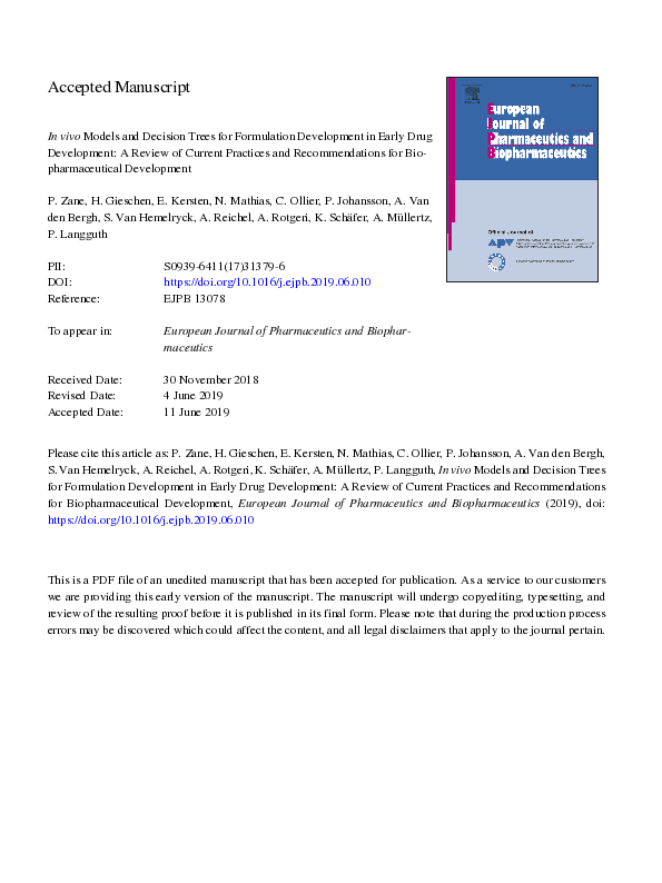 (PDF) In vivo models and decision trees for formulation development in ...