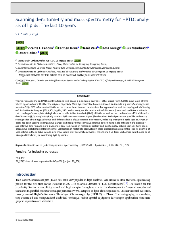 (PDF) Scanning densitometry and mass spectrometry for HPTLC analysis of lipids: The last 10 ...