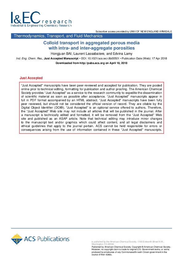 (PDF) Colloid Transport in Aggregated Porous Media with Intra- and ...