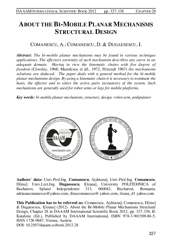 (PDF) About the Bi-Mobile Planar Mechanisms Structural Design