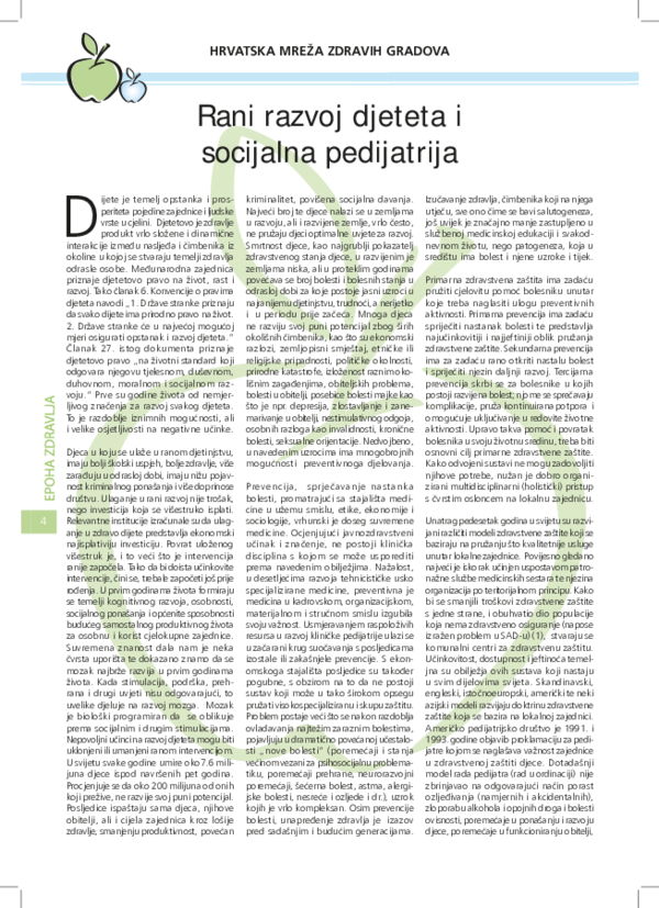 (PDF) Rani razvoj djeteta i socijalna pedijatrija