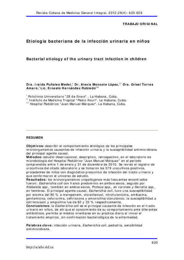 (PDF) Etiología bacteriana de la infección urinaria en niños Bacterial ...