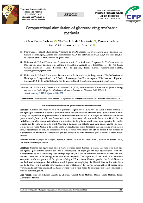 (PDF) Computational simulation of gliomas using stochastic methods