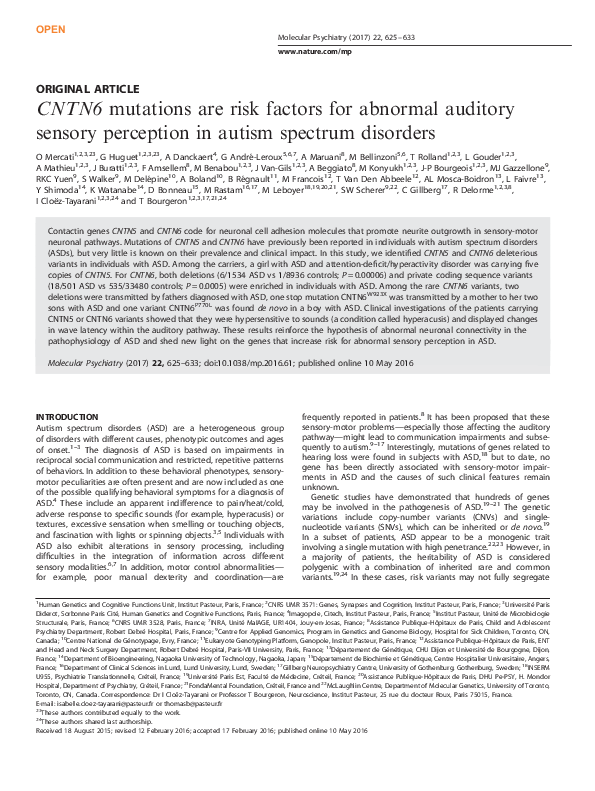 (PDF) CNTN6 mutations are risk factors for abnormal auditory sensory ...