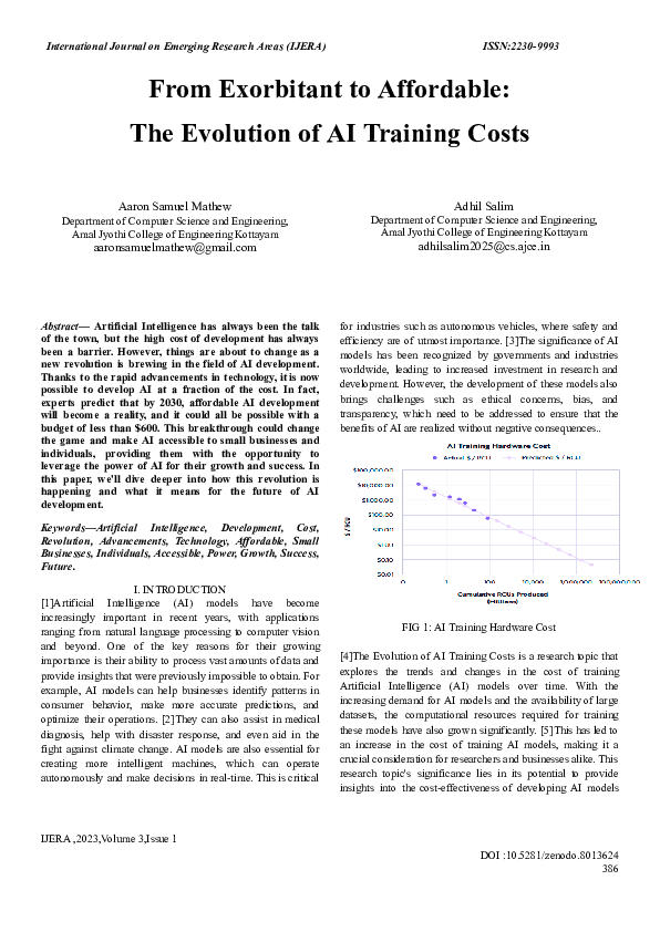(PDF) From Exorbitant to Affordable: The Evolution of AI Training Costs