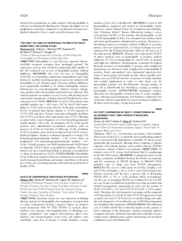 (PDF) PHM4 Uk Cost Comparison of BUCY2 Conditioning in Allogeneic HSCT ...
