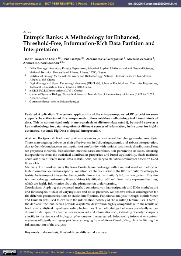 (PDF) Entropic Ranks: A Methodology for Enhanced, Threshold-Free, Information-Rich Data ...