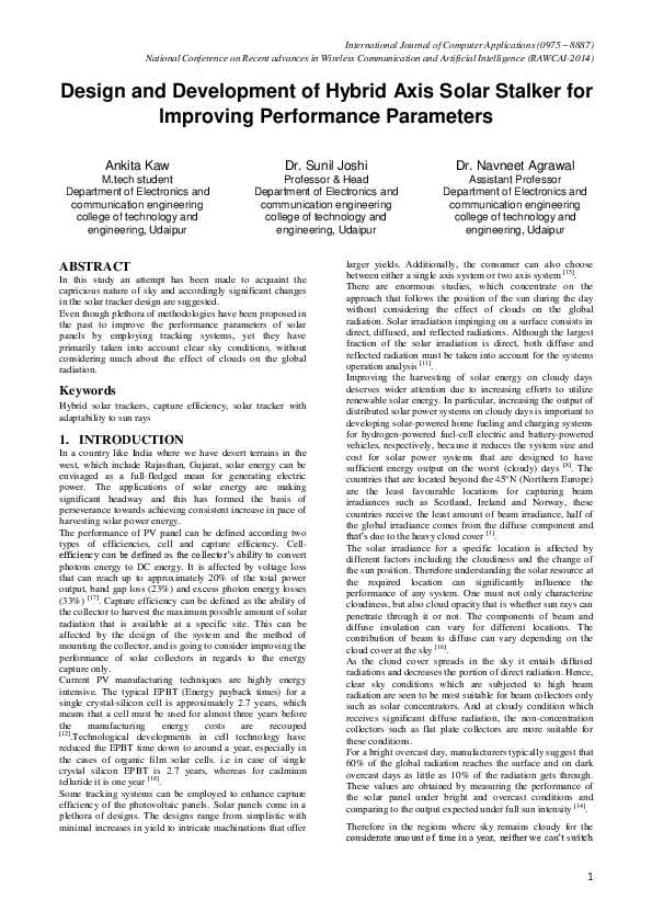 (PDF) Design and Development of Hybrid Axis Solar Stalker for Improving ...