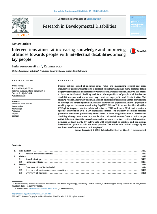 (PDF) Interventions aimed at increasing knowledge and improving ...