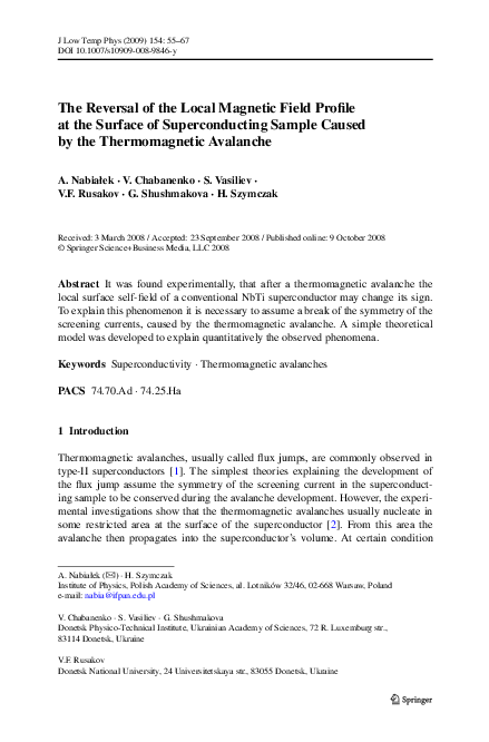 (PDF) The Reversal of the Local Magnetic Field Profile at the Surface ...