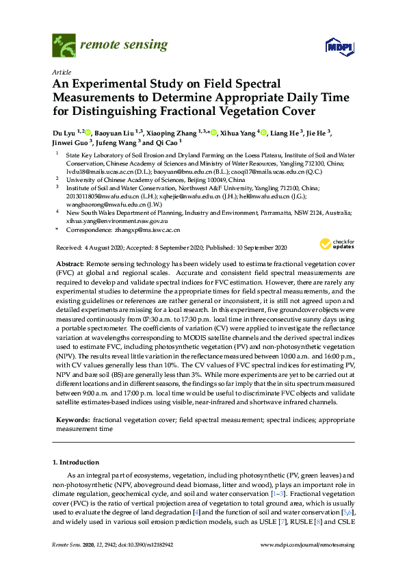 (PDF) An Experimental Study on Field Spectral Measurements to Determine Appropriate Daily Time ...