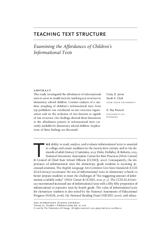 (PDF) Teaching Text Structure: Examining the Affordances of Children’s ...
