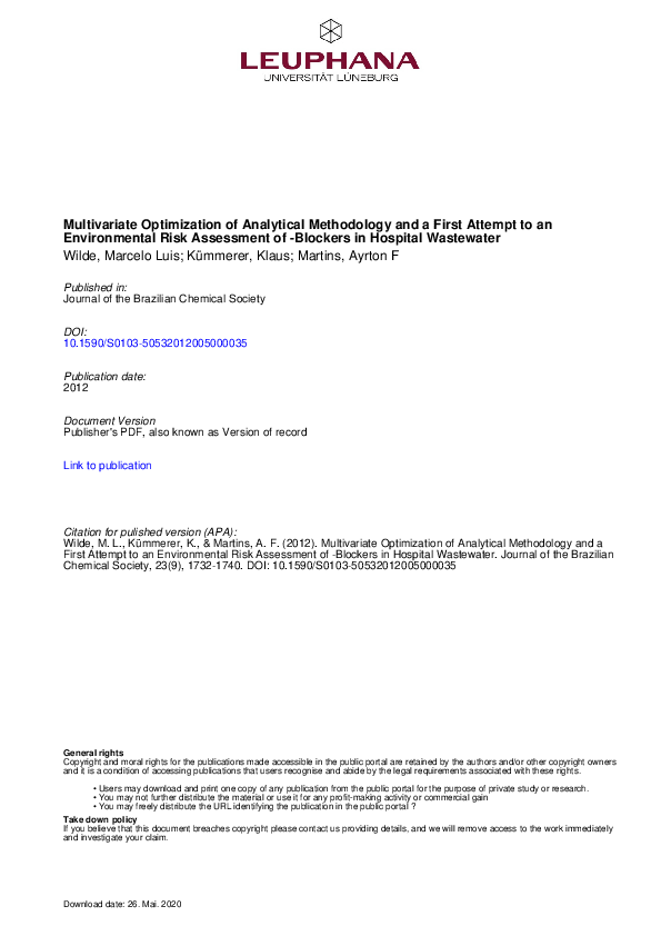 (PDF) Multivariate optimization of analytical methodology and a first attempt to an ...