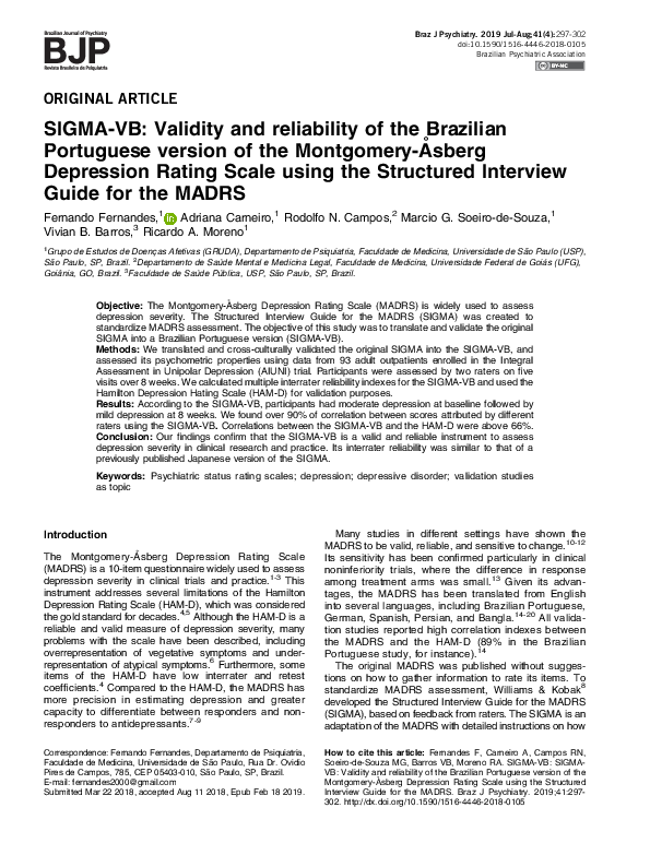 (PDF) SIGMA-VB: Validity and reliability of the Brazilian Portuguese ...