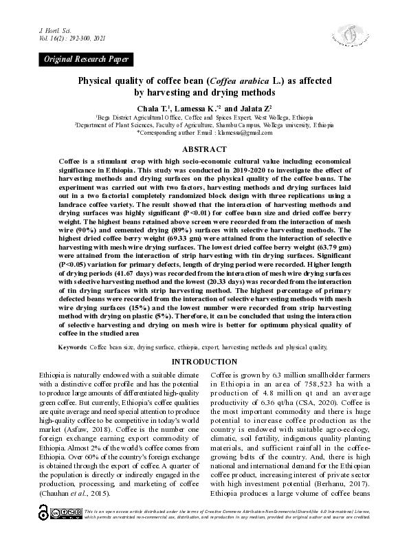 (PDF) Physical quality of coffee bean (Coffea arabica L.) as affected ...