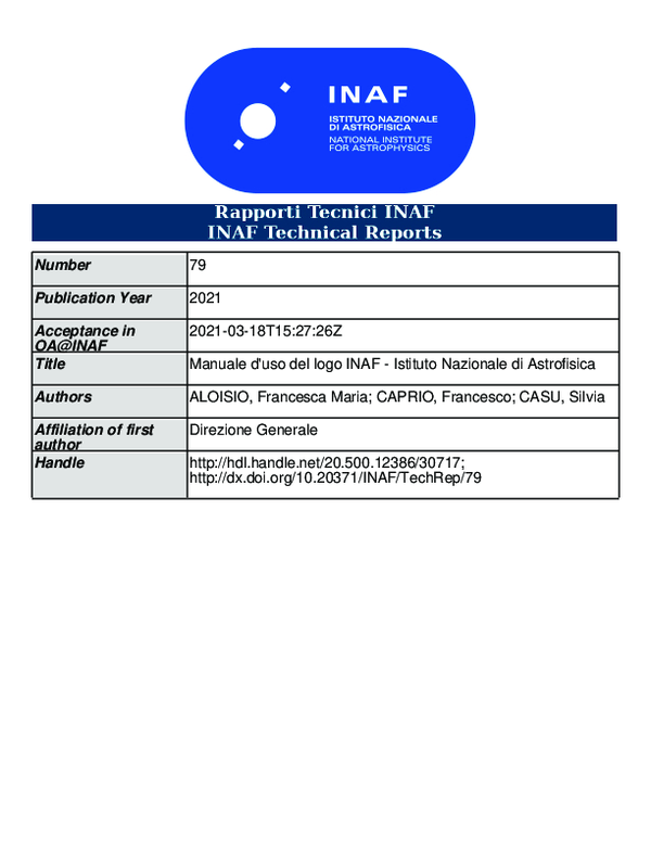 (PDF) Manuale d'uso del logo INAF - Istituto Nazionale di Astrofisica