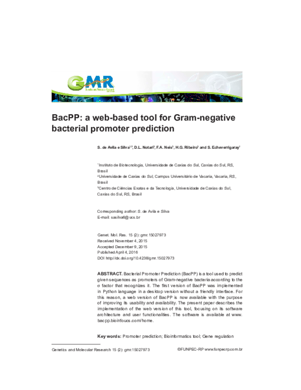 (PDF) BacPP: a web-based tool for Gram-negative bacterial promoter ...