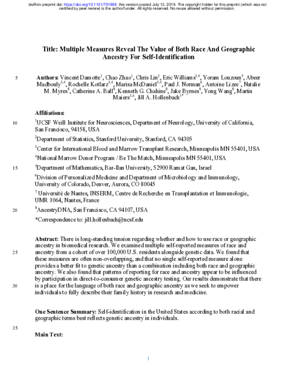 (PDF) Multiple Measures Reveal The Value of Both Race And Geographic ...