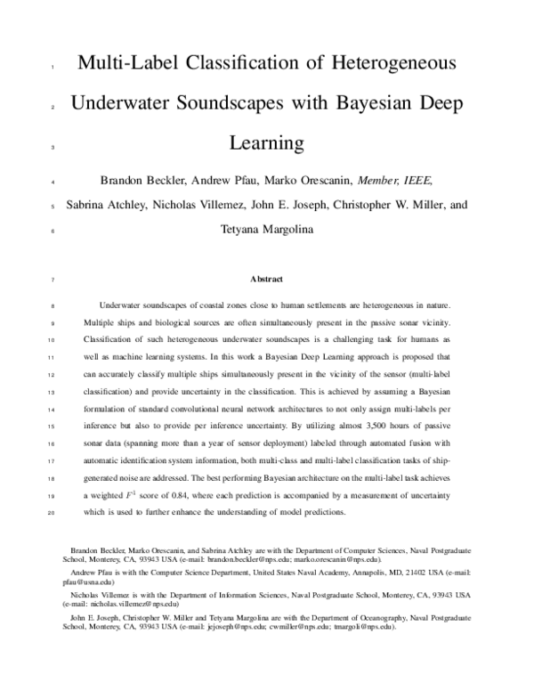 (PDF) Multi-Label Classification of Heterogeneous Underwater ...