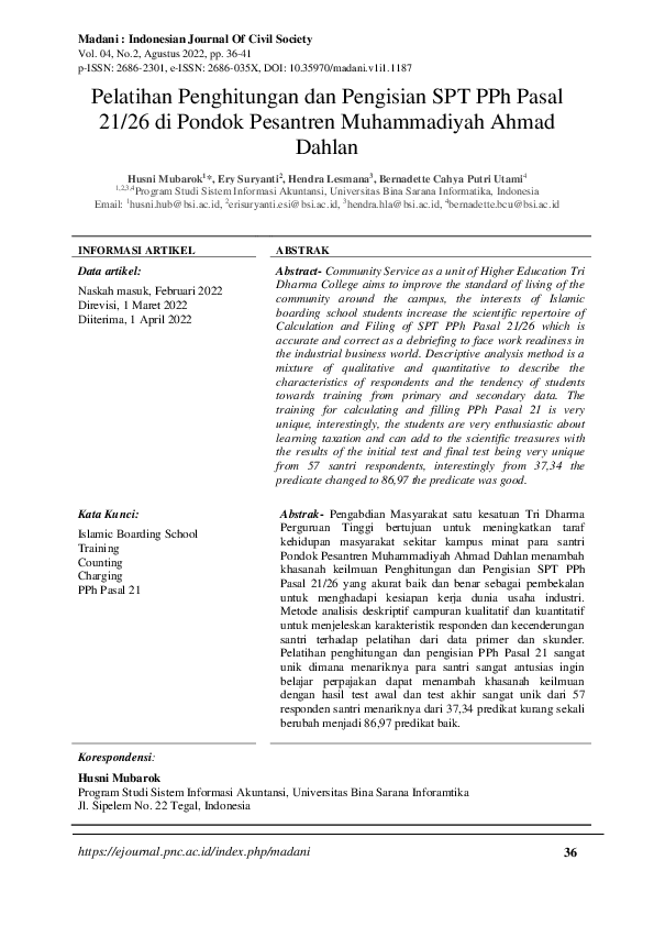 (PDF) Pelatihan Penghitungan dan Pengisian SPT PPh Pasal 21/26 di ...