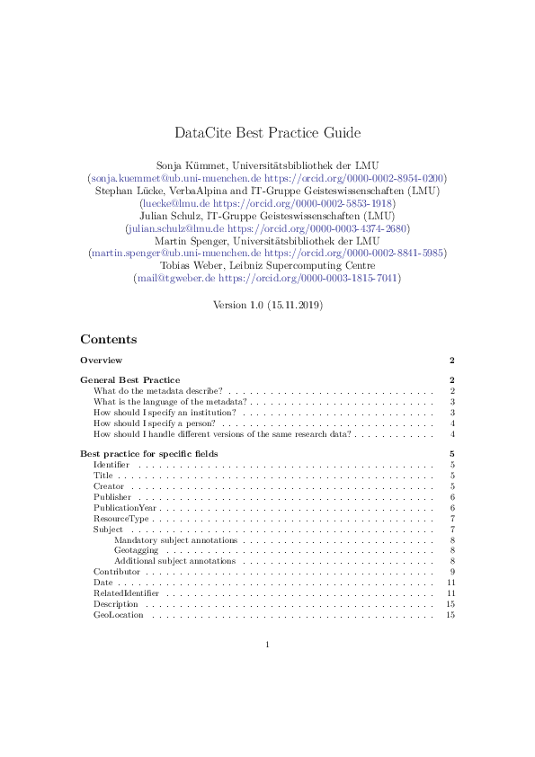 (PDF) DataCite Best Practice Guide