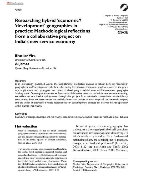 (PDF) Researching hybrid 'economic'/ 'development' geographies in practice
