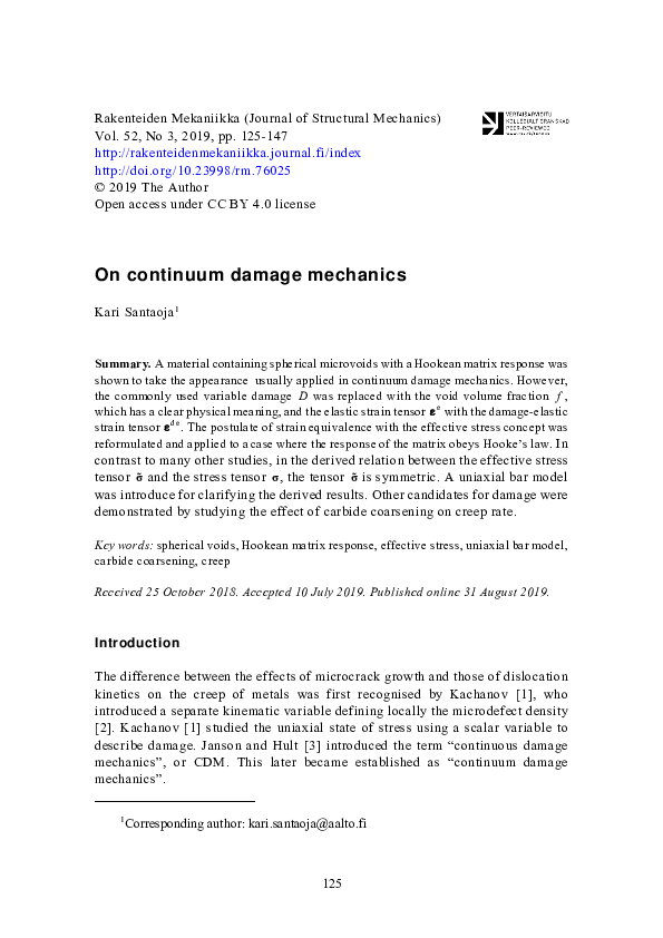 (PDF) On continuum damage mechanics