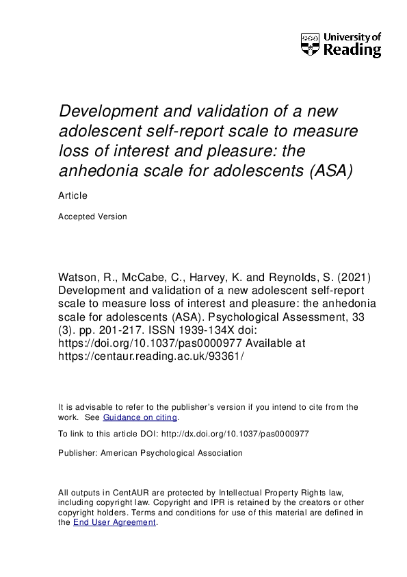 (PDF) Development and validation of a new adolescent self-report scale to measure loss of ...