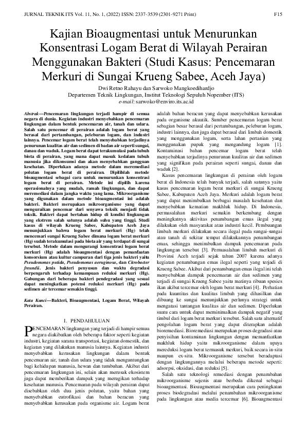 (PDF) Kajian Bioaugmentasi untuk Menurunkan Konsentrasi Logam Berat di ...